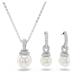 SWAROVSKI Rhodium-plated Pearl And Crystal Hoop Earrings And Pendant Set
