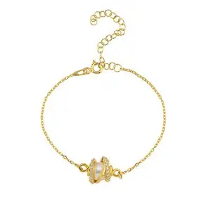 LINYA JEWELLERY Amour Caged Pearl Chain Bracelet - Gold