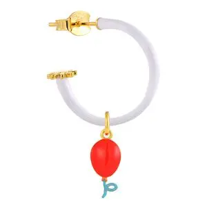 PINNOLE White / Red Gold Sweet Fly Earring Mix Single - White/red