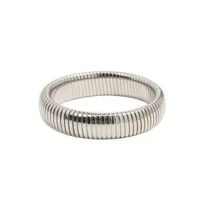 MISS CECILIA Ribbed Flex Bangle - Silver