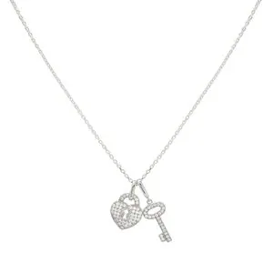KAIZARIN Heart And Key Charm Necklace - Silver
