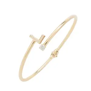 LATELITA White / Gold Initial Bangle Gold L - White/gold
