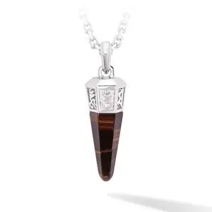 AWNL Tiger Eye Sanskrit Mantra Necklace-stainless Chain - Red