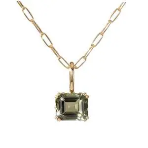 DAINTY LONDON Large Green Quartz Necklace Giselle - Gold