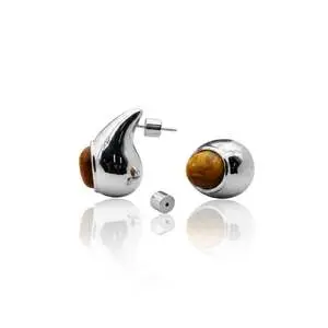 VIEA Brown / Silver Solis Muse Drop Earrings - Brown/silver