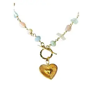 LEXI JEWELRY Gold Heart & Toggle Sweet Pastels Necklace - Yellow