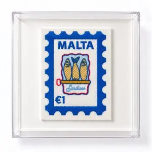 LILLY LOVES Malta Stamp Embroidered Artwork By
