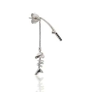 FRENVYRN Mars Sterling Fishin’ Fish Bone Dangle Earring Single For Left Ear - Silver