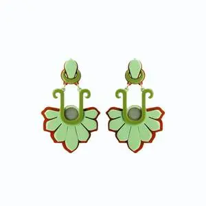 GISSA BICALHO Handmade Acrylic Earring Long Daisy Cinnamon - Yellow