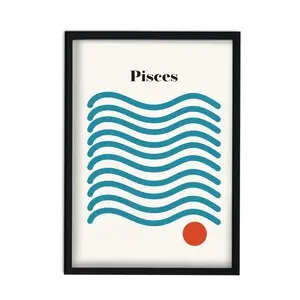 FANCLUB Blue / Red Pisces Zodiac Star Sign A3 Art Print - Blue/red