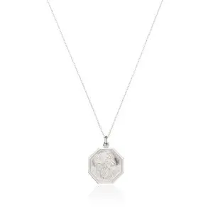 LILY & ROO Medium Octagon St Christopher Necklace - Silver