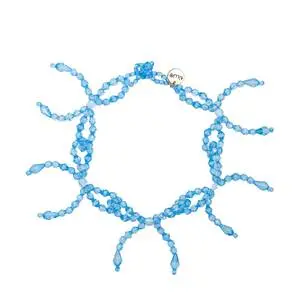 TILLIE BEADS Playful Ribbon Bead Necklace In Iceberg - Blue