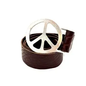 LYNN TALLERICO Peace Belt In Pewter- Medium Laege - Brown