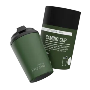 Fressko Camino 12oz / 340ml Reusable Coffee Cup, Stainless Steel - Khaki Green