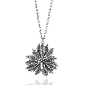 UNALOE Sterling Leaf Motif Pendant Necklace - Silver