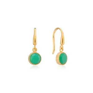 AUREE JEWELLERY Gold / Green Barcelona May Birthstone Hook Earrings Chyrsoprase - Gold/green