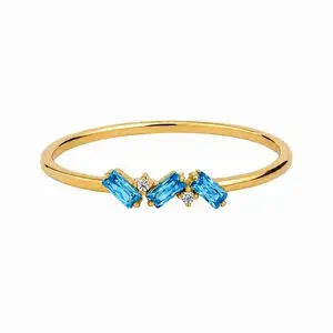 BELINDA JEWELZ Blue Swiss Blue Triple Baguette Birthstone Ring - Blue/gold