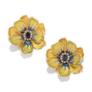 THE PINK REEF Jonquil Large Hand Painted Jewel Box Florals - Yellow