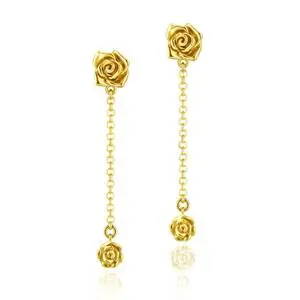 UNALOE Vermeil Rose Drop Earrings - Gold
