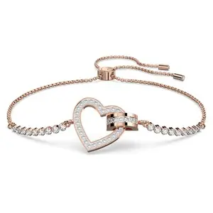 SWAROVSKI Rose Gold Tone Plated Crystal Heart Bracelet - White