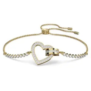 SWAROVSKI Rhodium-plated Bracelet With Pavé Crystal Heart Motif - White