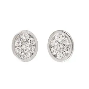 ARTISAN Natural Diamond Oval Stud Earrings In 18k Gold - White