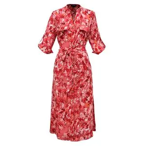 SMART AND JOY Abstract Print Shirt Dress With Belt