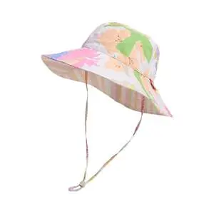 LOST PATTERN Frida X "frida's Garden" Cotton Reversible Sun Hat Pink - Orange