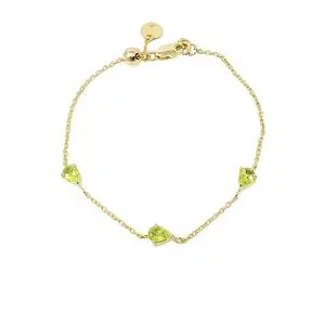 HARFI Green / Gold Peridot August Birthstone Minimalist Gold Bracelet - Green/gold