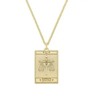 CARTERGORE Small 9ct 375 “justice” Tarot Card Necklace - Gold