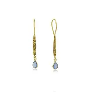 ISLA SILVER Gold / Blue Blue Chalcedony Dream Gold Drop Earrings - Gold/blue
