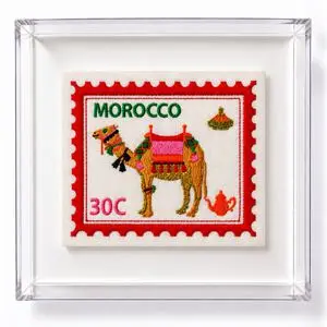 LILLY LOVES Morocco Inspired Postage Stamp Artwork - White