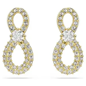 SWAROVSKI Hyperbola Infinity Stud Earrings With Clear Crystals And 18k Gold Finish - White