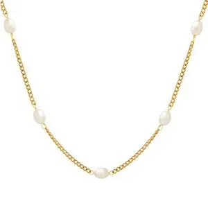 BERMUDA WATCH COMPANY Neutrals Annie Apple Isla Pearl Chain Necklace - Gold