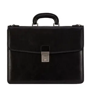 TIME RESISTANCE Leather Briefcase The Sound Of The Mountain - Black