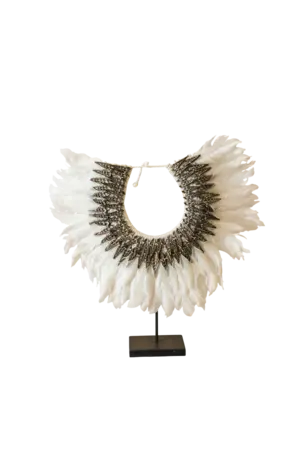 Botanical Boys Neutrals / Handmade Feathers & Shell Necklace Twenty Two Seven - White