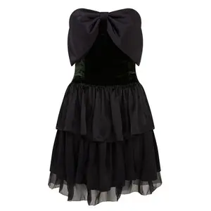 LISA THE LABEL Love Bow Dress In Noir - Black