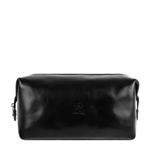 TIME RESISTANCE Leather Toiletry Bag Four Past Midnight - Black