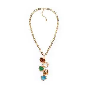 ADRIANA PAPPAS DESIGNS Gemstone Hearts Necklace - Yellow