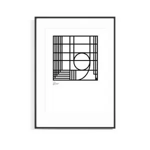 Curiosity Snug Numerology Series – Abstract Lines Number Nine Limited Edition Print - Black