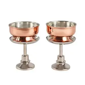 ANATOLIACRAFT Brown / Silver Handmade Copper Dessert & Snack Bowl Set Of Two - Brown/silver