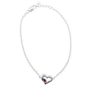AMY DELSON JEWELRY Sterling Silver Heart Garnet Bracelet - Silver/red