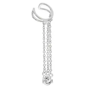 LUCY QUARTERMAINE Solid Sterling Art Deco Cuff And Stud With Chain - Silver