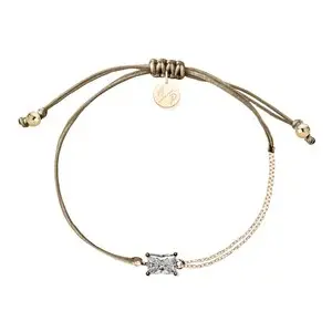 ADRIANA PAPPAS DESIGNS Adriana Pappas Designs Emerald Cut Cubic Zirconia Bracelet On Cord Brown