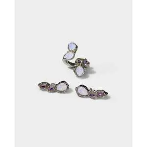 ISKRA Blossom Earrings & Ring Rose Opal Set Sterling Silver - Pink