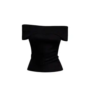 TANTRA SPAIN SL Knitted Top With Lurex, Boat Neck - Black