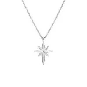 DINNY HALL Silver / White North Star Silver Charm Necklace - Silver/white