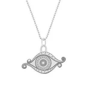 CARTERGORE Large Evil Eye Pendant Necklace - Silver