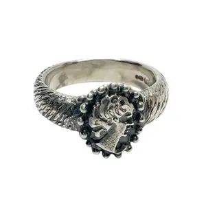 TG-JEWELLERY BY TAMARA GERVASIO Silver / Black Cameo Muse Ring – Handcrafted Sterling Silver-one Of A Kind - Silver/black