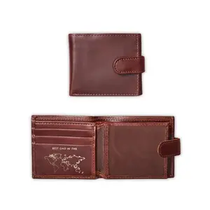 VIDA VIDA Dark Leather Tri Fold Wallet Best Dad In The World - Brown